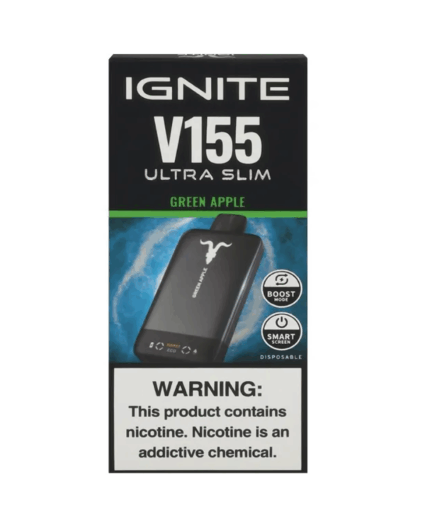 Ignite V155 Ultra Slim – 15.500 Puffs – Green Apple - Mundo Vape